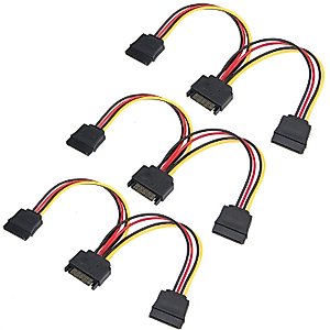 SATA Power Splitter, 3 Pack 15 Pin SATA Male to Dual 15 Pin Female Power Y Splitter Cable Adapter UIInosoo for Hard Drive, HDD, SSD, 9.8 Inches
