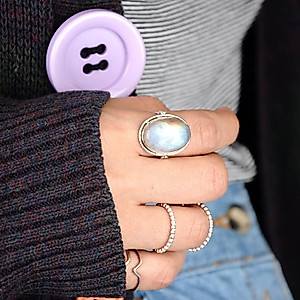 Boho-Magic Sterling Silver Moonstone Ring for Women Oval Gemstone Boho jewelry (10)