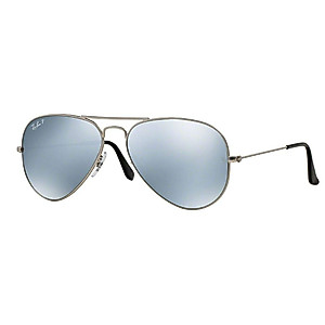Ray-Ban RB3025 Aviator Large Metal Unisex Polarized Aviator Sunglasses (Silver Frame/Silver Mirror Polarized Lens 019/W3, 58)