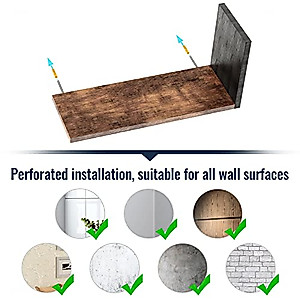 NiHome Floating Wall Shelves 3-Pack, Hanging Corner Shelves, Rustic Wood Book Shelves, Corner Bookshelf for Bedroom, Living Room, Bathroom, Wall Mounted Decor (Black & Brown)