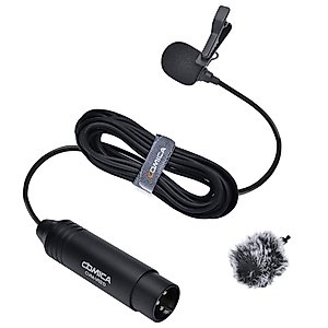 COMICA CVM-V02O Phantom Power Omnidirectional XLR Lavalier Lapel Microphone,14.76 fts Lapel Mic for Canon Sony Camcorders Zoom H4n H6 Tascam DR-60D/70D DR-100 Recorders Audio Mixer (1 Pack)