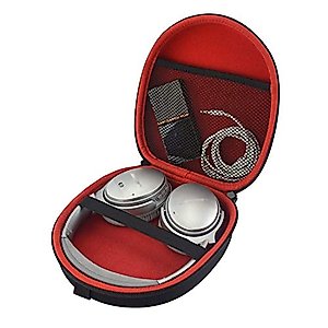 Linkidea Headphones Carrying Case Compatible with Bose QuietComfort 45, QC35 II, QC25, QC15, QCSE Case, Protective Hard Shell Travel Bag with Cable, Charger Storage (Black)
