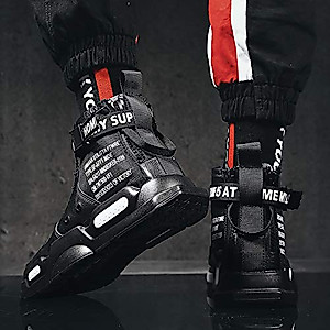 Ahico Mens Fashion Sneakers High Top Walking Shoes Sport Athletic Casual Shoe Vogue Stylish Men Black01, 9.5