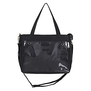 Japanese Harajuku Shoulder Bag Itabag Crossbody Transparent Handbag (Black) One_Size