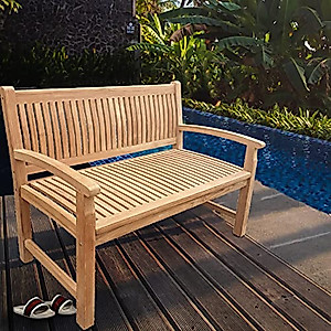 Seven Seas Teak El Mar Teak Outdoor Patio Bench, 4 Foot Made from Solid Teak Wood