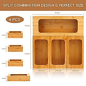 Bamboo Storage Bag Bamboo Kitchen Organizer Pack of 4 Organizers for Drawer Suitable for Gallon Quart Sandwich Snack Slider Bags Compatible with Ziploc Solimo Glad Hefty