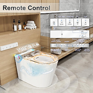 GivingTree Smart Toilet with Fully Functions,Microwave and Infrared Dual Touch-Free mode for Lid Opening and Closing, Dual cleaning Smart Bidet Toilet with Color Adjustable Ambient Lighting