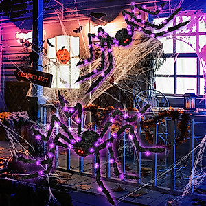 Anerbili 2Pack Halloween Decoration Spider 60 Inch Light Up Giant Big Spider for Indoor Outdoor Halloween Decoration Garden Home Haunted House Decoration