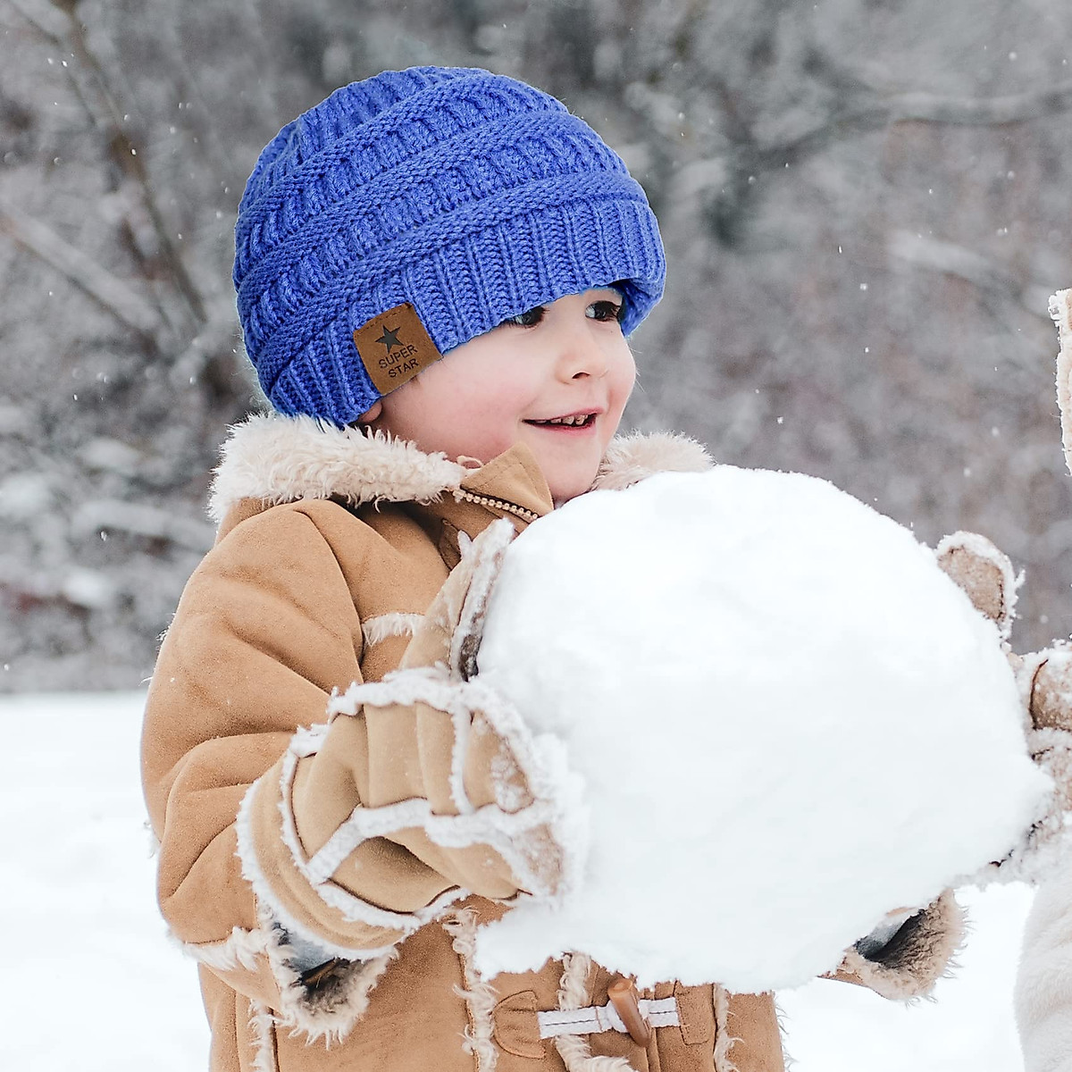 Durio Soft Warm Knitted Baby Hats Caps Cute Cozy Chunky Winter Infant Toddler Baby Beanies for Boys Girls 3 Pack Black & Light Grey & Navy