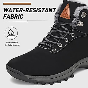 Mishansha Winter Boots for Men Women Waterproof Snow Boots Warm Lined Non Slip Hiking Boot Black 11.5 Women/10 Men