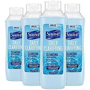 Suave Clarifying Shampoo, Family-Size 4-Pack – pH-Balanced & Hypoallergenic Daily Deep Cleansing Shampoo for Normal to Oily Hair, 22.5 Oz Ea