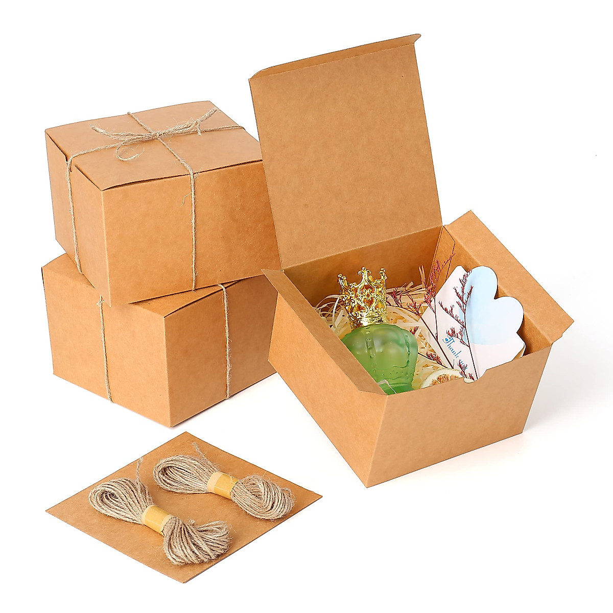 Dekun 5 Pack Premium 6x6x4 Inches Brown Gift Boxes with lid, Easy Assemble Recyclable Bridesmaid Proposal Kraft Boxes Crafting Cupcake Boxes with Lids for Presents/Packaging/Christmas (6x6x4 inches)