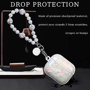 Cute Case for Airpod 3 with Pearl Lanyard Girly Cover Compatible with AirPods 3rd Generation (2021) Shell for Women