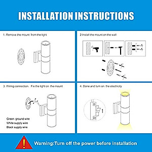 XINGGUANG MINGREN 2-Pack LED Outdoor Wall Sconces, Matte Black Aluminum Wall Lights Up Down Cylinder, Exterior Light Fixture for Garden & Porch