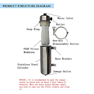LGXEnzhuo 304 Stainless Steel Ultra-Filtration Membrane Filter External Pressure Water Purifier Filter PVDF Ultra-Filtration Membrane 1000L