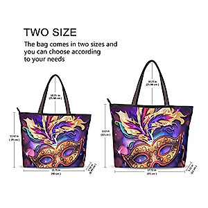 Colorful Mardi Gras Mask Women Handbags Purses Tote Shoulder Bag Top Handle Bag for Daily Work Travel