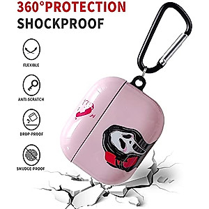 Cartoon Cool Scream Ghost AirPod Pro 2nd Generation case(2022),Unique Funny Fun Skull Design Horror Scary,with Keychain Clip Carabiner and Lanyard,Compatible with Apple AirPod Pro 2nd