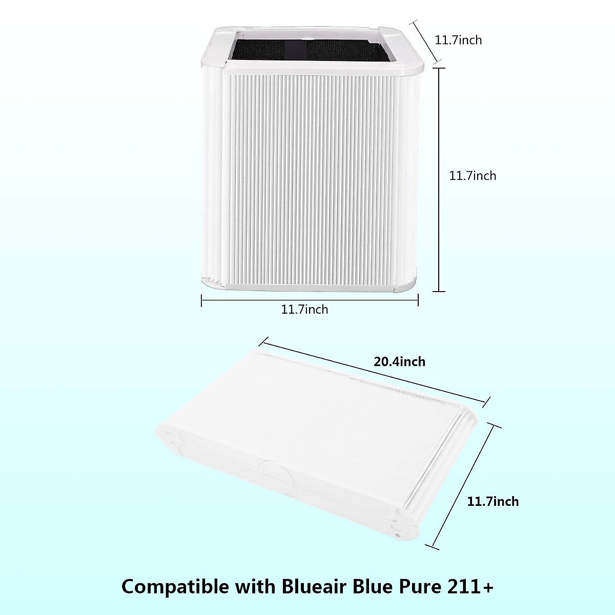 Blue Pure 211+ Replacement Filter Compatible with Blueair Blue Pure 211+ Air Cleaner Purifier, Foldable Particle and Activated Carbon Replacement Filter