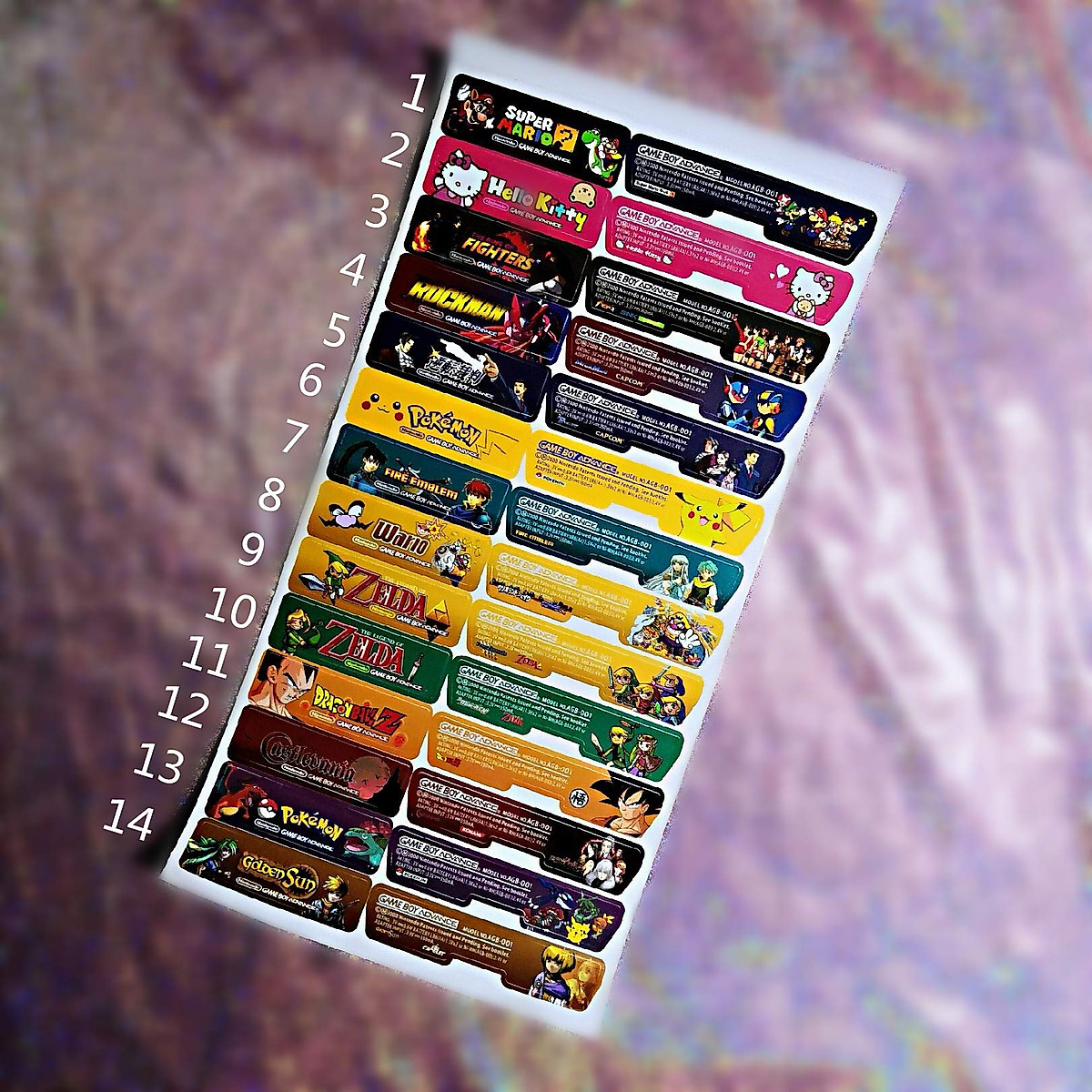 Label Sticker Nameplate Sticker fit for Game boy Advance GBA Console 1Set(14Groups)