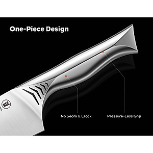 BRODARK Knife Set with Block, 15 Pieces Knife Block Set with Built-in Sharpener, One-Piece Stainless Steel Kitchen Knife Set, Razor Sharp Chef Knife Set, Shark Series