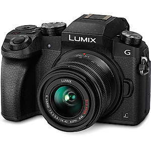 Panasonic LUMIX DMC-G7KK DSLM Mirrorless 4K Camera, 14-42 mm Lens Kit (Black) Bundle