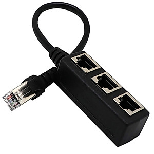 RJ45 Ethernet Splitter Cable RJ45 1 Male to 3 Female Socket Port LAN Ethernet Network Splitter Adapter Cable Compatible with Cat5 Cat5e Cat6 Cat7