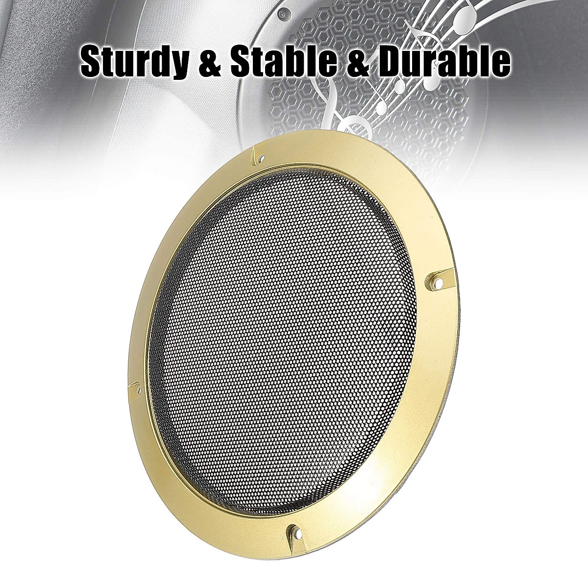 X AUTOHAUX 2pcs 6.5" Gold Tone Car Audio Speaker Cover Mesh Subwoofer Grill Horn Glossy Guard Protector