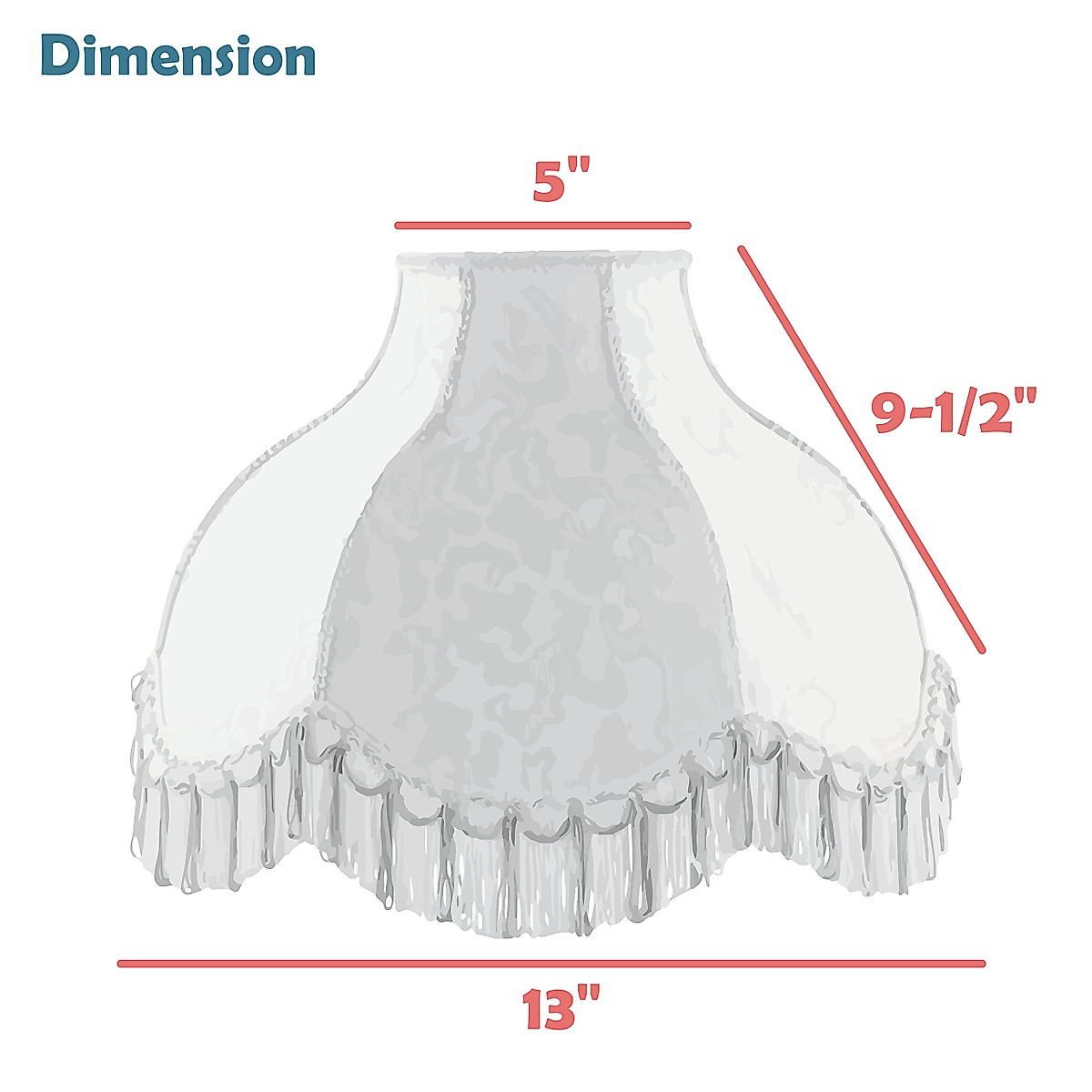 Aspen Creative 30333, Handsewn Scallop Dome Traditional Spider Fringe Lamp Shade/Brown Jacquard Textured Fabric, 5" Top x 13" Bottom x 9-1/2" Slant