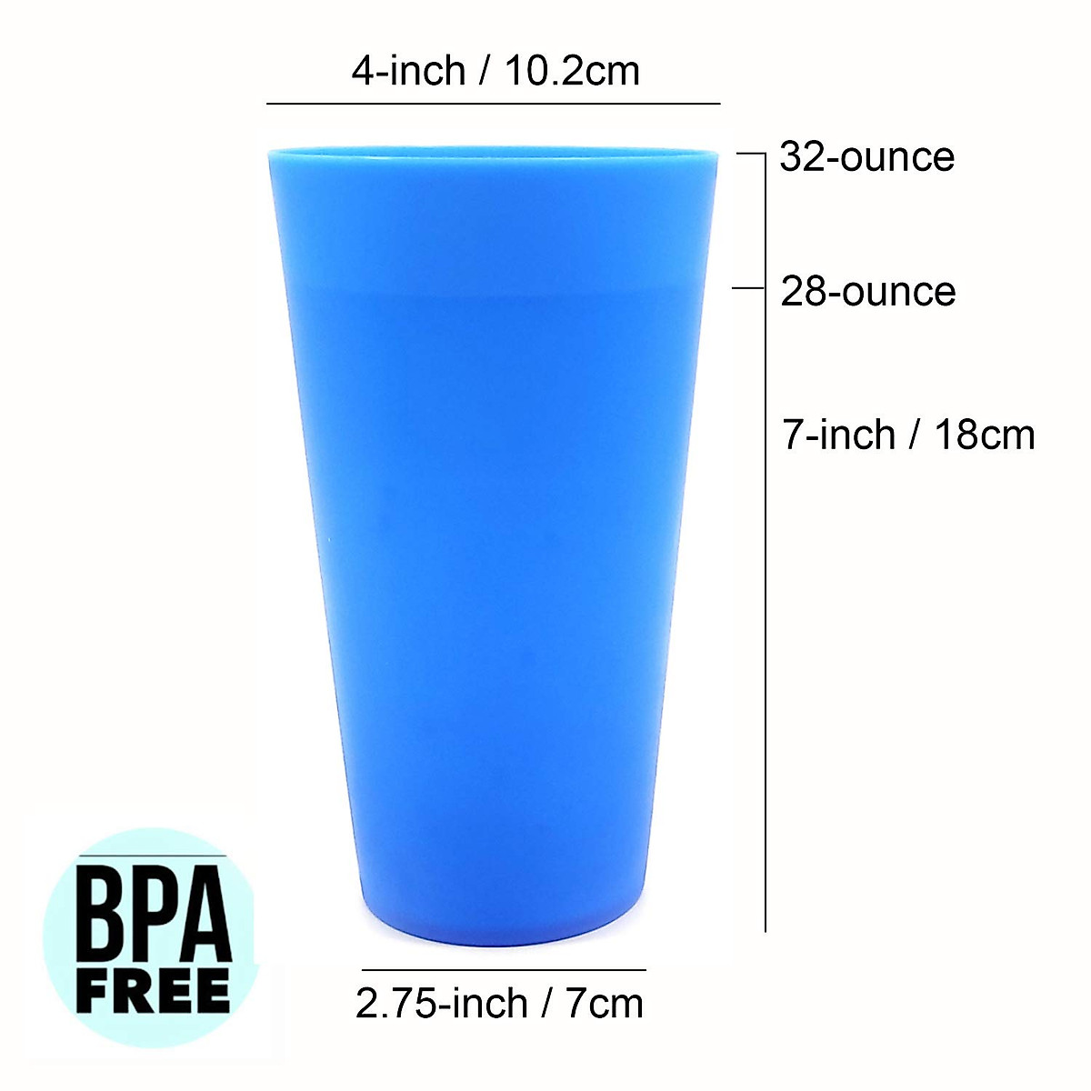 KOXIN-KARLU Unbreakable 32-ounce Plastic Restaurant-Style Beverage Tumblers Ice Tea Glasses | set of 12 in Multicolor