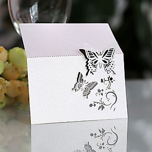 50PCS Hollow Butterfly Table Place Cards, Name Place Cards for Table Setting, Seating Place Cards Banquet Seat Cards Name Cards Wedding Place Cards for Table, Dinner Parties, 3.5 x 2.4 Inch