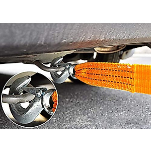 YSY 3 Ton Heavy Duty Tow Strap with Safety Hooks 10FT | 6,600 LB Capacity | Polyester Towing Rope for Towing Vehicles in Roadside Emergency 1 Set(Yellow)