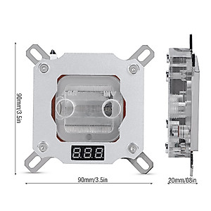 ASHATA CPU Waterblock,Richer-R Computer PC CPU Water Cooling Block Waterblock Liquid Cooler Copper Base with Temperature Display for