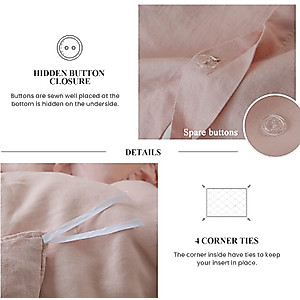 The Bed Linen, Linen Duvet Cover in Blush Pink, Ruffle Linen Comforter Cover, Queen King Linen Bedding Set Ruffled Bedding Set Washed Linen Fabric Duvet Cover Set Uo Bedding (Full 80X90)
