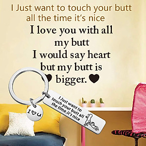 FOTAP Funny Touch your Butt Love keychain Naughty Gift for BF GF Love Gift Romantic Gift for Her