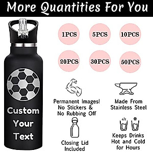 YAEILOV Personalized Water Bottles with Straw Lid Bulk Engraved Custom Insulated Metal Sports Bottle with Name and Text for Dad Gifts-Rose pink(30 Icons,7 Colors,12oz/26oz)