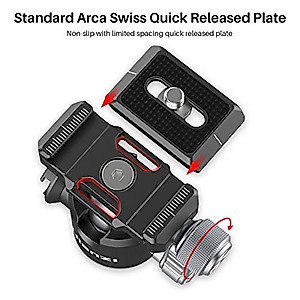 Tripod Ball Head ULANZI U-80L Camera Quick Release Metal Ball Head Camera Mount Arca Swiss 360° Rotating with Quick Release Plate & Cold Shoe, 22lbs/10kg Load for 1/4" Tripod,Monopod,DSLR,Camera