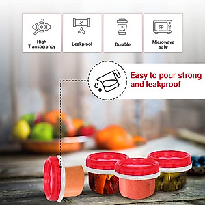 [Red - 12 Pk] Airtight Deli Containers with Lids Twist Lock Top Clear Food Storage for Meal Prep Snacks, and Leftovers Freezer and Microwave Safe Stackable Leak-Resistant,and Portable (4 Ounce)