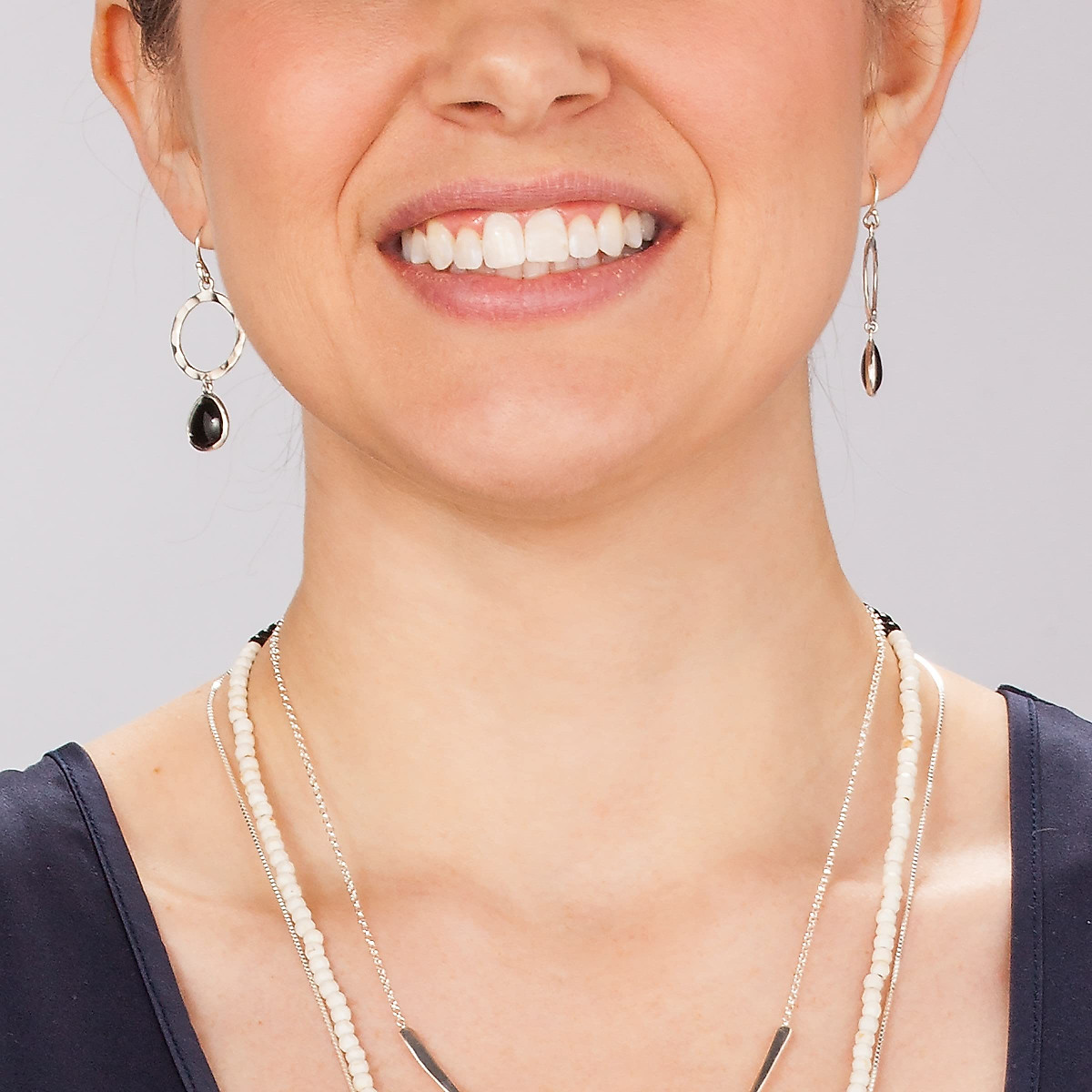 Silpada &#039;Dark Halo&#039; Natural Black Agate Drop Earrings in Sterling Silver