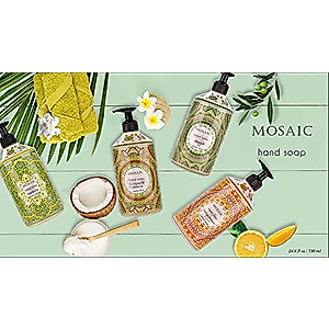 Mosaic Liquid Hand Soap / Wash Gift Set, Ideal Bathroom Kitchen Hand Soap Set , Olive Oil + Coconut & Hibiscus + Gardenia + Orange Blossom, 4 x 24.6 fl oz Each Liquid Soap Bottle