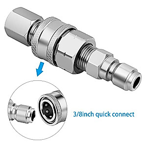 4PCS 3/8 Inch NPT Quick Connect Pressure Washer Coupler，Stainless Steel Pressure Washer Adapter Set, Male and Female Power Washer Quick Disconnect Kit