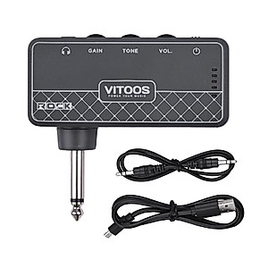 Rock Guitar Headphone Amplifier Amp Micro Headphone Guitar Stereo Rock Tone Amp Amplifier with Free Splitter Plug USB