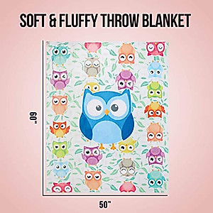 Owl Throw Blanket, Adorable Super-Soft Extra-Large Fluffy Owl Blanket for Toddlers Kids Baby Adults Teens Boys and Girls, Fleece Owl Blanket (50 in x 60 in) Warm and Cozy Throw for Bed Crib or Couch