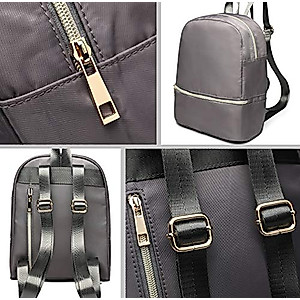 MEB My Ever Bag Lightweight 11.5" Nylon Mini Backpack for Women with hidden anti theft pocket on the back | waterproof | Mochila de Mujer (Gray)