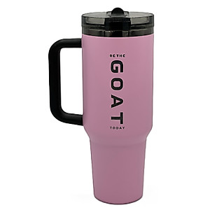 HYDRO HOMIE The Big Swig Premium 40oz Tumbler with Flip Straw Lid – Travel Car Cup Holder Friendly, Insulated Stainless Steel Tumbler - PINK GOAT