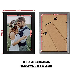 2 Pack 5x7 Picture Frame, Black Picture Frame for Wall and Tabletop Display, Resistant Plastic Photo Picture Frame with Clear Plexiglass for Vertical or Horizontal Display