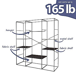Lunarable Tree of Life Portable Fabric Wardrobe, Hand Sketch of Tree with Few Leaves Branches Ready for Growth Fertile Print, Clothing Organizer and Storage Closet with Shelves, 59", Cream Brown