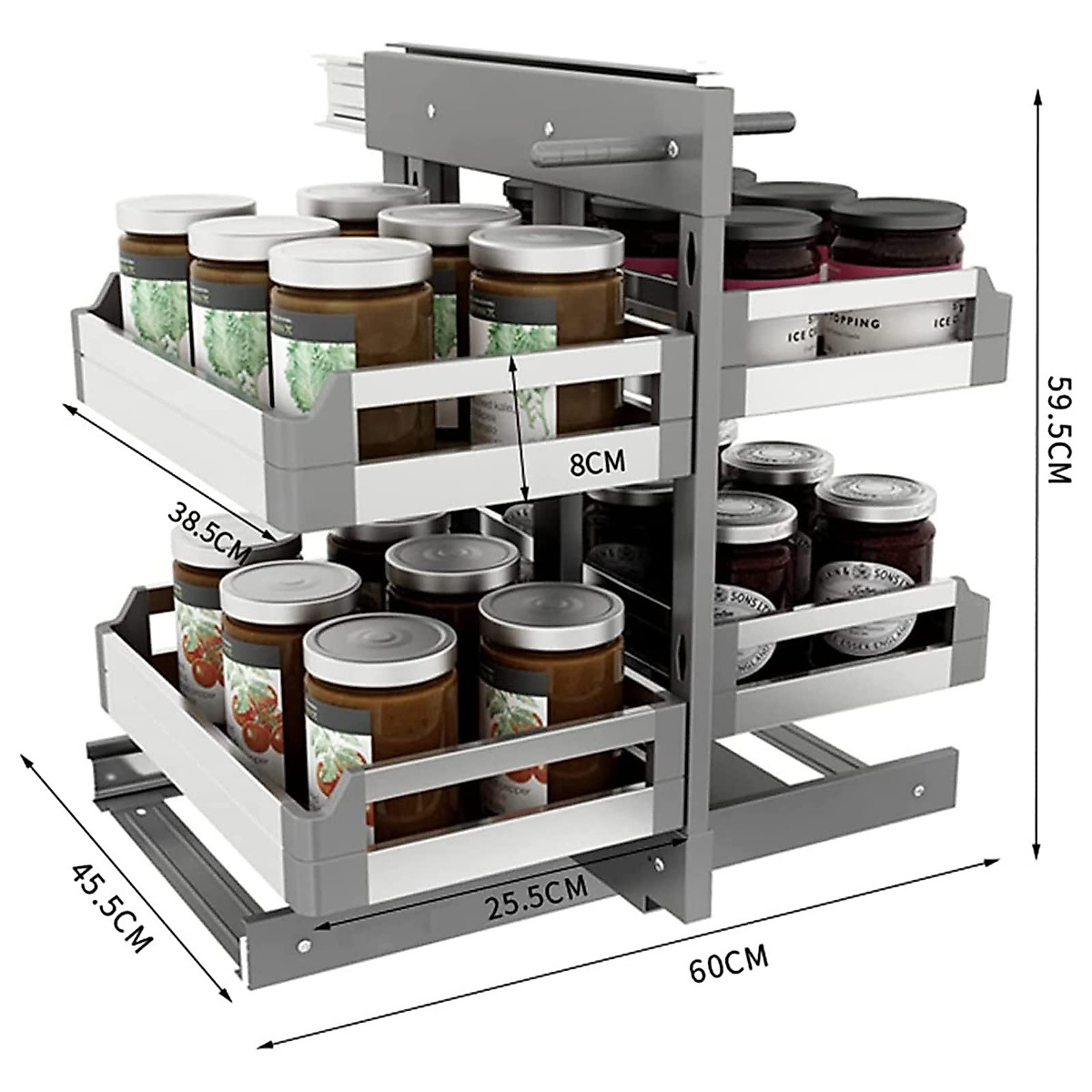 ZHIRCEKE Kitchen Blind Corner Pull Out Shelf Organiser Corner Slide Out Pan Pot Rack Shelving Unit Organizer for 900-1000mm Cabinet