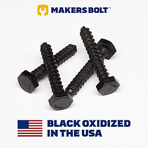 1/4" x 1-1/2" Stainless Steel Hex Lag Bolts (25 pcs) Black Oxidized in USA by Makers Bolt