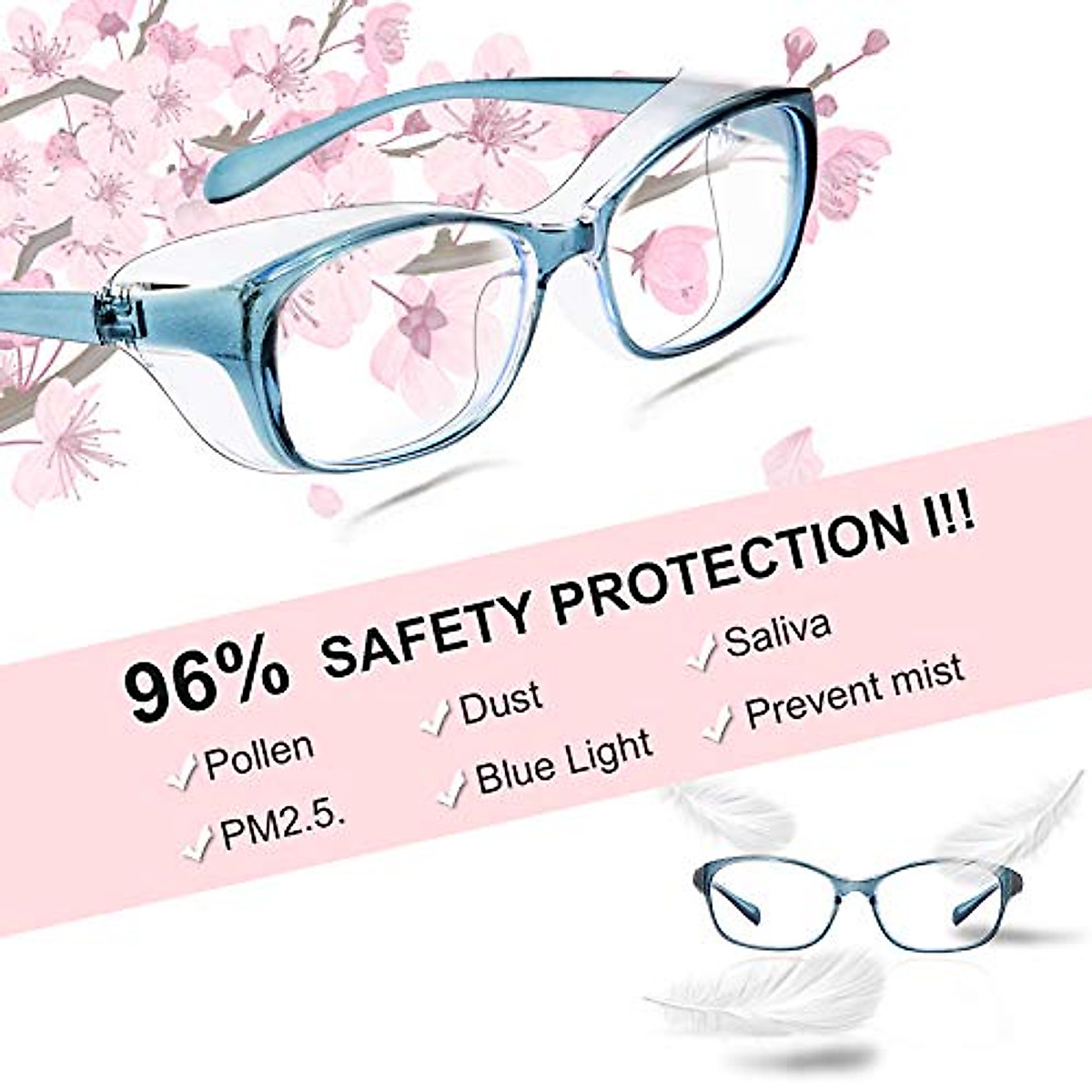 Zoldag Anti Fog Safety Goggles Glasses for Women Blue Light Blocking Eye Protection With Side Shields Safety Glasses