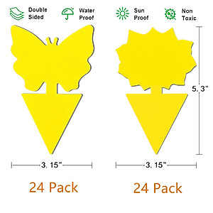 Fruit Fly Gnat Traps for House Indoor, 48 Pack Yellow Sticky Traps for Gnat Indoor Outdoor Plants and Kitchen, Fungus Gnat Killer for Houseplant, Mosquitos and Flying Insect…